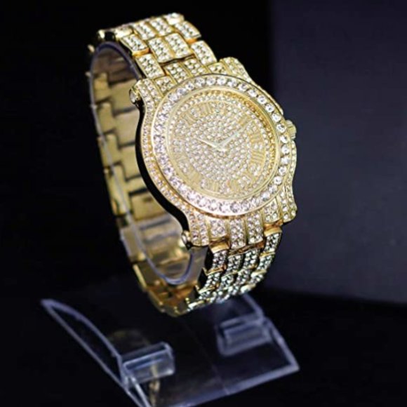 Accessories | Iced Out Gold Watch W Lab Diamonds | Poshmark